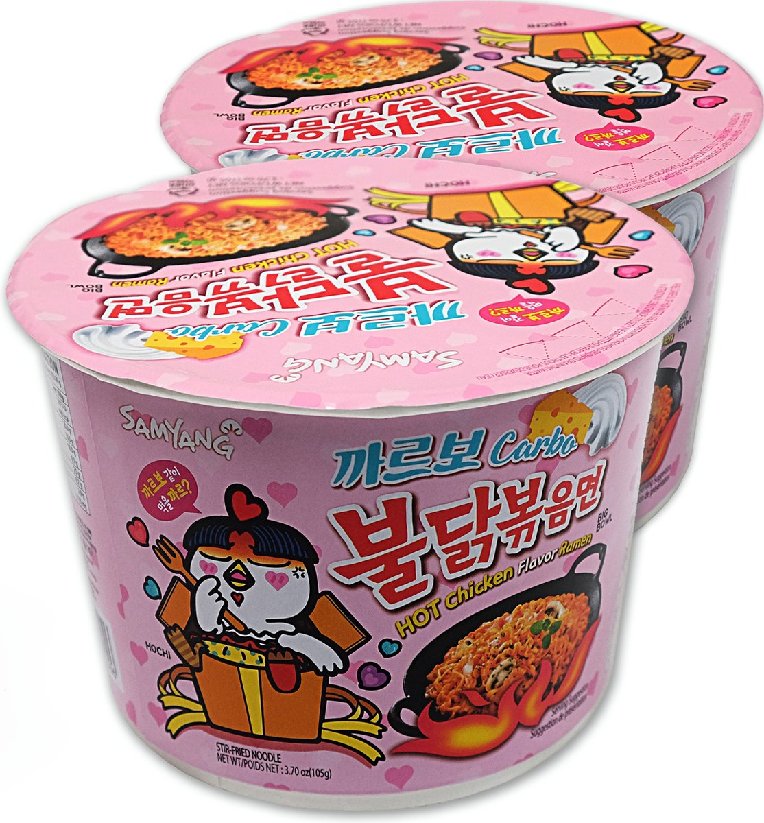 Hot Chicken Carbonara Noodle Ramen Pink Bowl (2x105g) Pikante Noedels ...