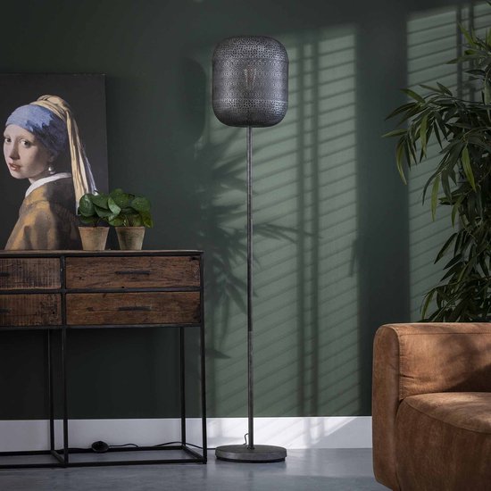 Crea Vloerlamp woonkamer/slaapkamer 1L etch / Oud zilver - Industrieel ...