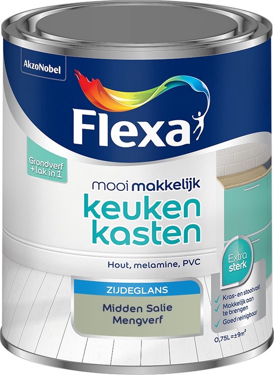 Flexa - Mooi Makkelijk Keukenkasten Zijdeglans - Midden Salie ...