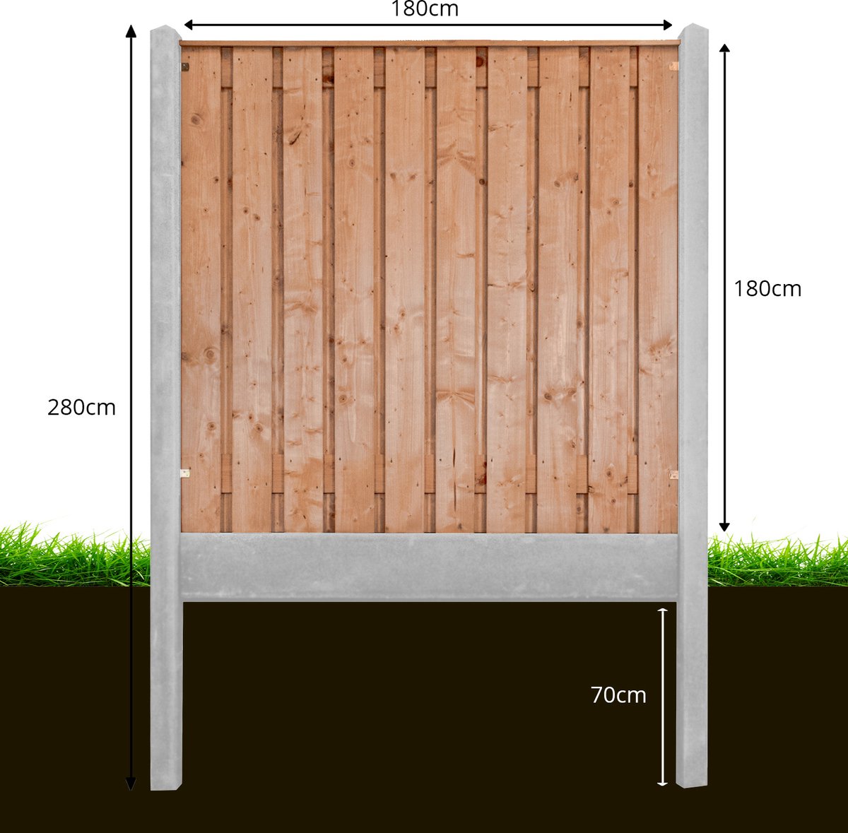 Schutting - Tuinscherm - Red Class Hout compleet incl. Betonpalen en ...