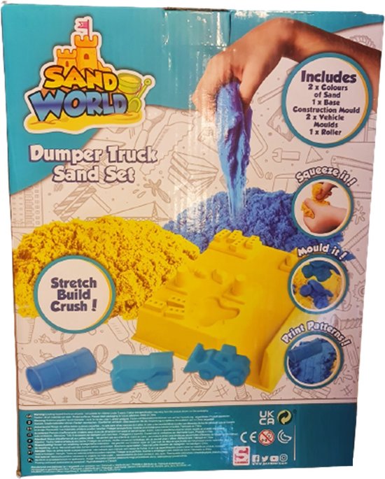 Sand World Magic Sand - Blauw - Geel - Speelset - Kinetic speelzand ...