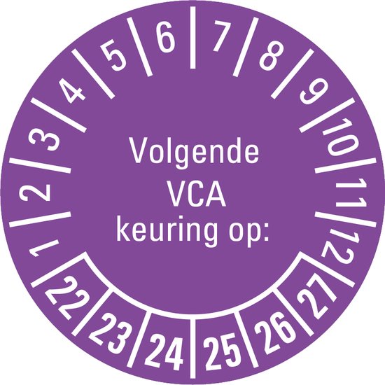 Volgende VCA keuring op sticker 22-27, PVC 30 mm - 18 per kaart | bol