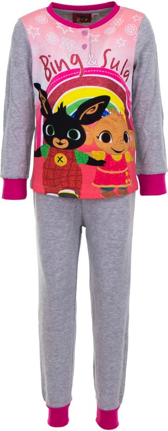 Bing Pyjama Bing en Sula met glitterprint Licht grijs 116 (6A) | bol
