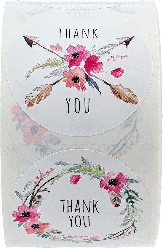 Thank You stickers 50 stuks! - Veren - Bloemen - Sluitstickers - Sluitzegel - Sieraden... | bol