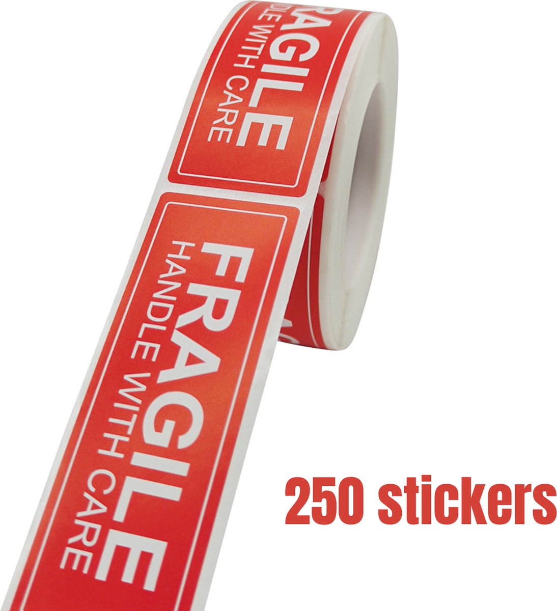 250 Fragile stickers - 2,5 x 7,6 cm - Breekbaar stickers - Stickers op ...