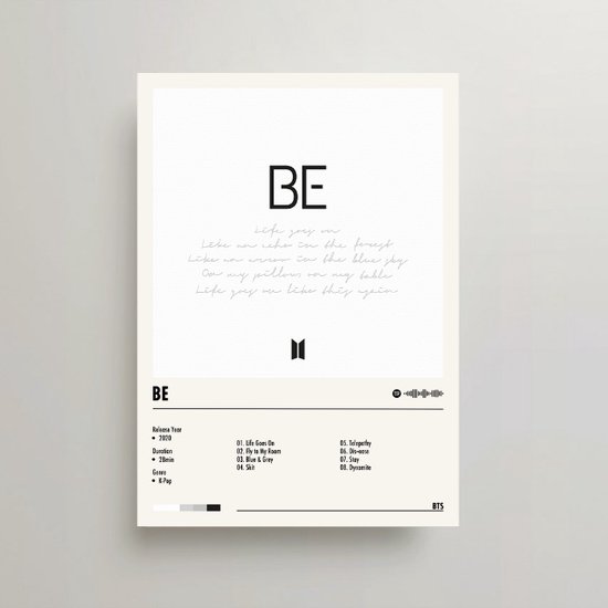 BTS Poster - BE Album Cover Poster - BTS LP - A3 - BTS Merch - KPop ...