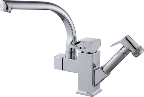 Kraan-Keukenkraan met flexibele slang - met douche 360° -eengreeps uittrekbare... | bol.com