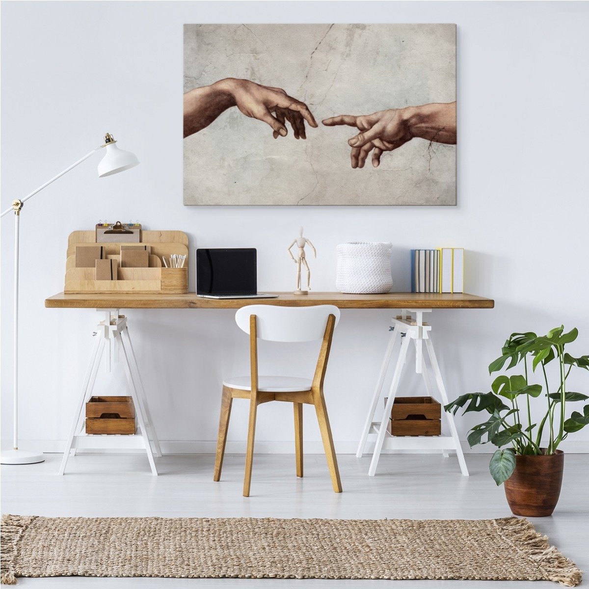 Schilderij - Schepping van Adam, naar Michelangelo, Premium Print | bol.com