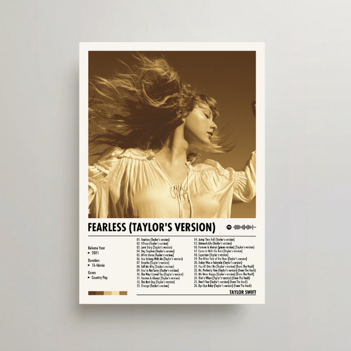 Taylor Swift Poster - Fearless (Taylor's Version) Album Cover Poster ...
