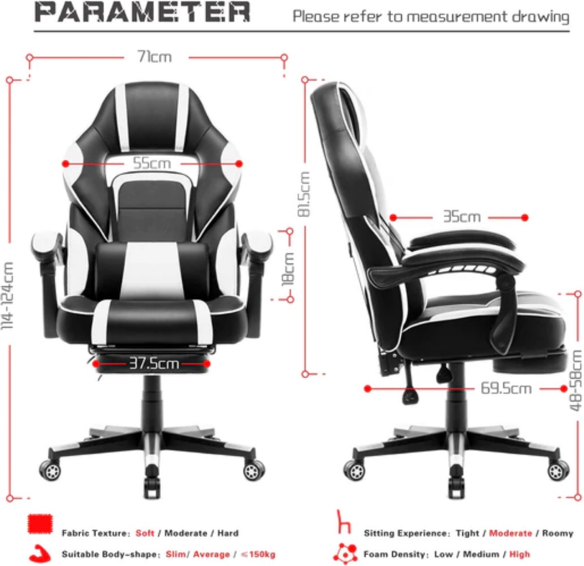 Game Hero Gaming Chair MW2 - Chaise de bureau - Repose-pieds extensible ...
