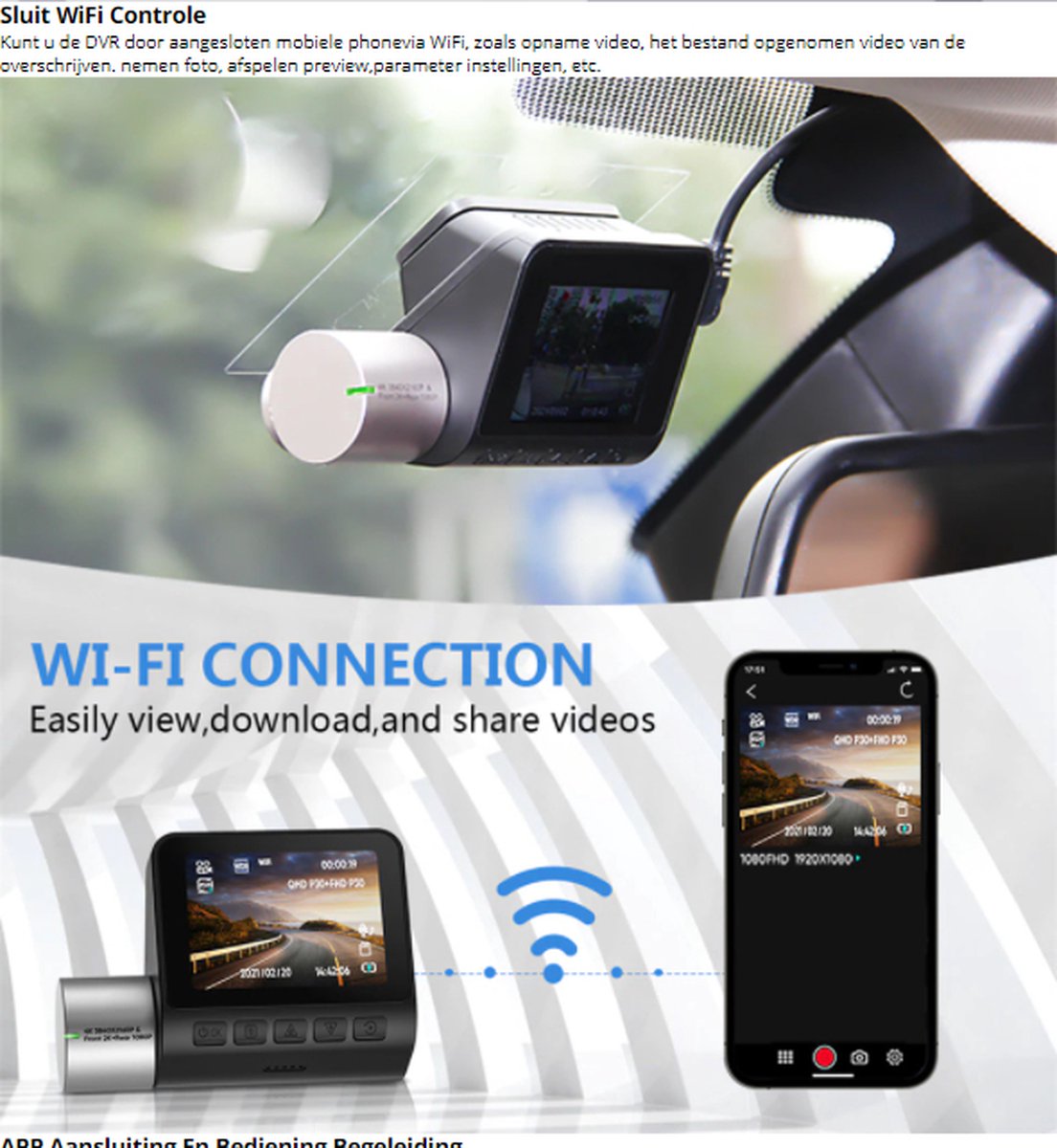 Xyzcam 4K 2K FHD Dual dashcam voor en achter auto - Wifi ...