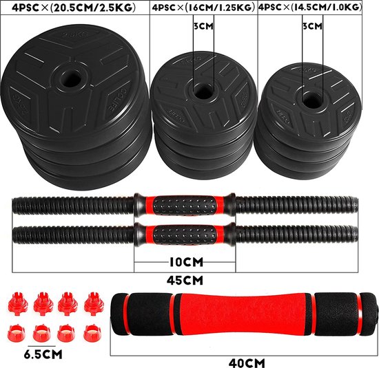 CCLIFE dumbells set 2-in-1 halterstangset met verstelbare halters ...