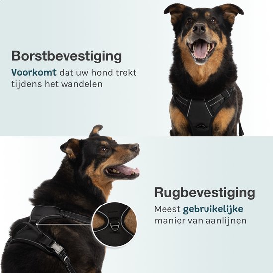 Hondentuigje – Hondenharnas - Anti Trek Tuig Hond – Y Tuig – Reflecterend – Zwart –... | bol.com