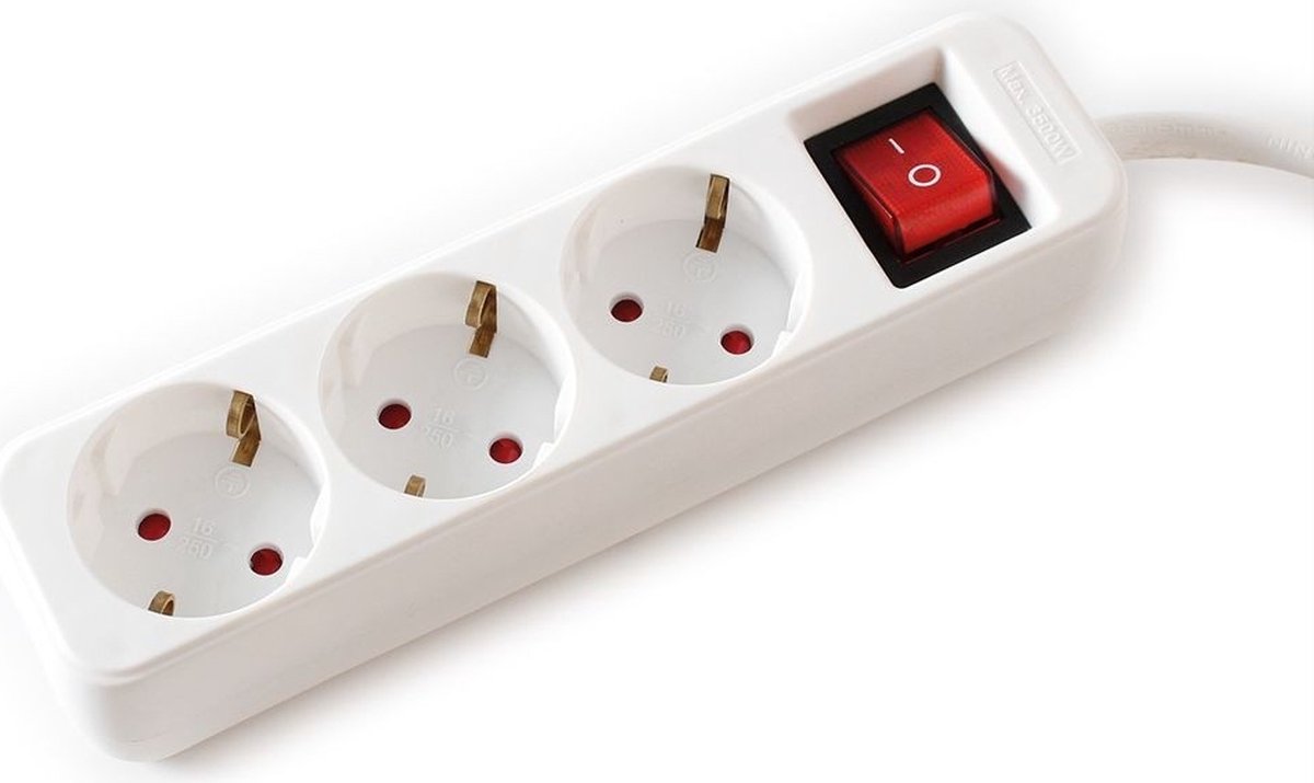 Basic stekkerdoos met schakelaar - Verdeelstekker horizontaal 3-voudig ...