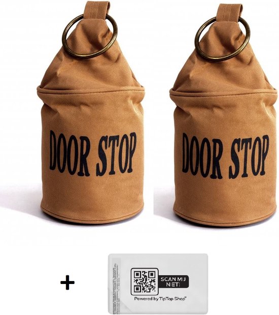 Aanbieding Deurstoppers van canvas met ring bruin set 2 stuks en ...