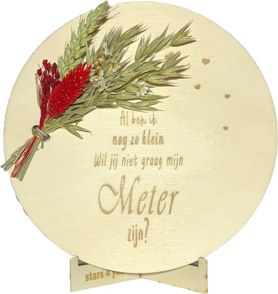 Tekstbord droogbloemen wil jij mijn METER zijn? | rood | meter vragen ...