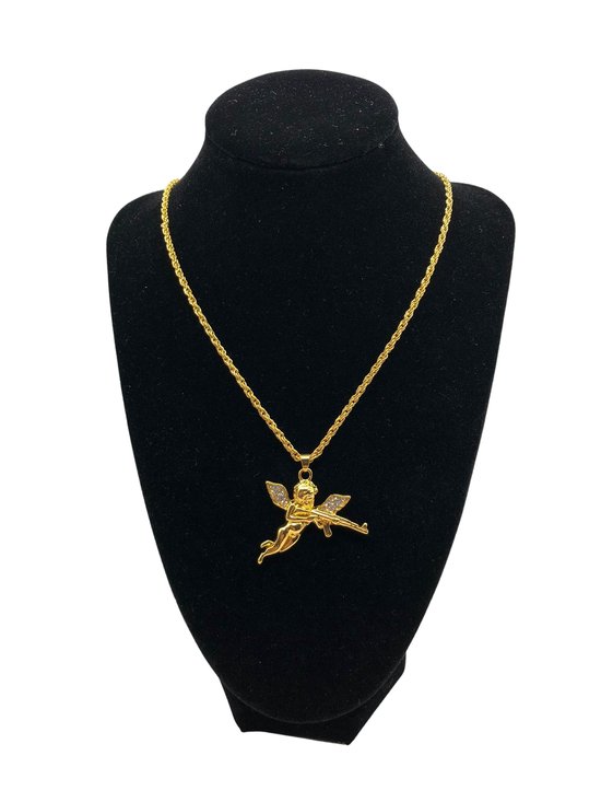 Cupido with AK-47, Cupido, Kalashnikov, Cupid, Gangsta, Gold, Goud | bol