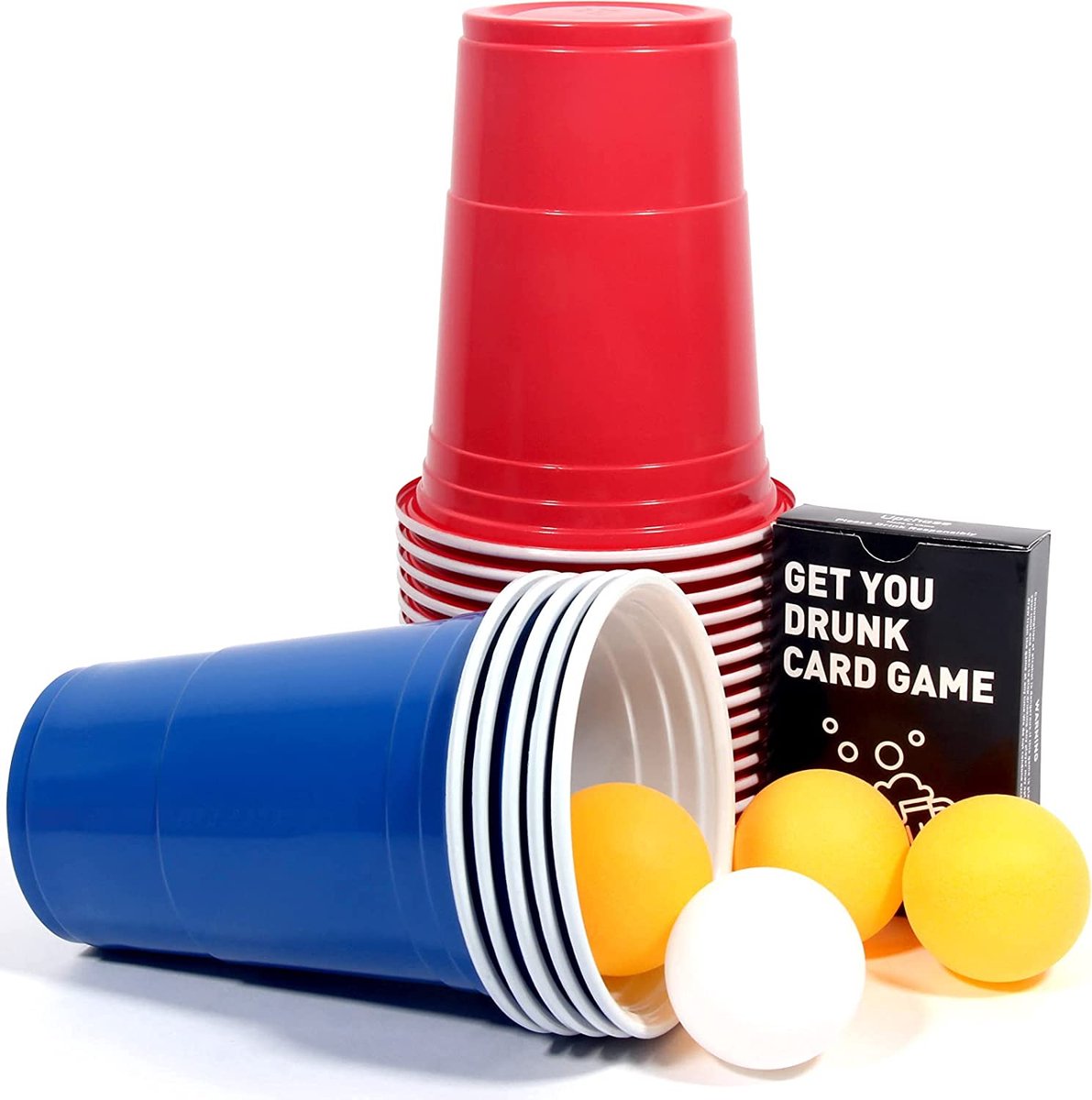 Bierpong Set | Beerpong | 50 Cups | 10 Ballen | 54 Kaarten | 500 ml ...