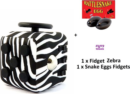 Happy Trendz® - Fidget Cube Zebra + Fidget Rattle Snake Eggs - Fidget ...