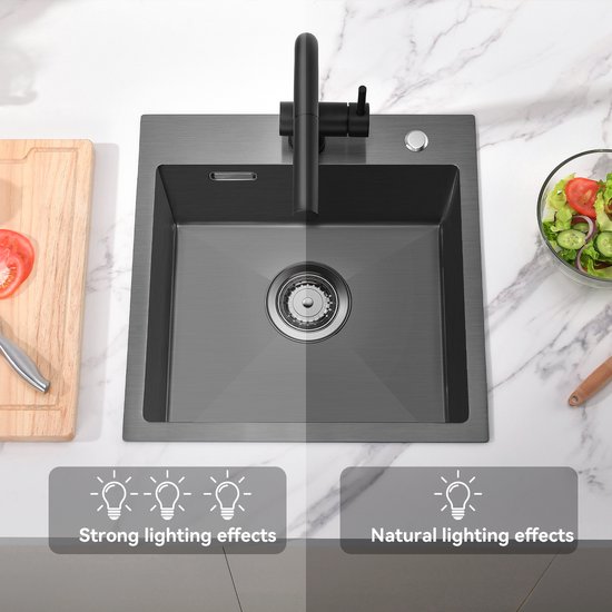Auralum MAX Luxe Keuken Gootsteen - Spoelbak 45x45x19 cm - Nano-Coating ...