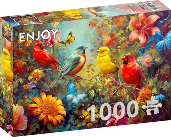 Enjoy Puzzle legpuzzel vogels en vlinders 1000 stukjes kleurrijk. | bol