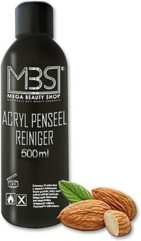 Mega Beauty Shop® Acryl penseelreiniger (500 ml) met amandelgeur | bol.com