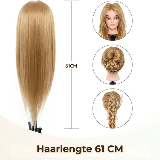 Mannequin Hoofd - Echt Menselijk Haar - Kappershoofd - Oefenhoofd ...