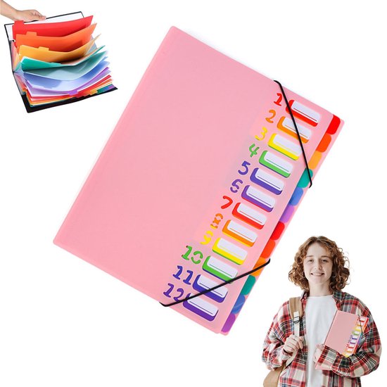 A4 Uitzetbare Projectmap - Sorteermap A4 - 12 Vakken - Dossiermap Met ...