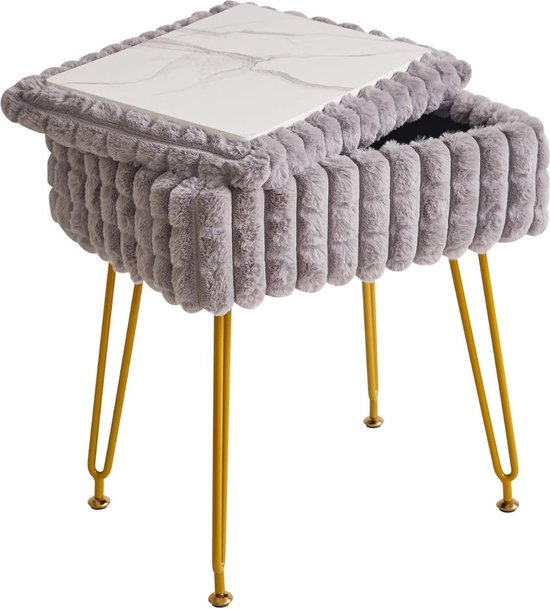 White-label® Make up Stoel - Kaptafel Kruk - Visagie - Grijs | bol