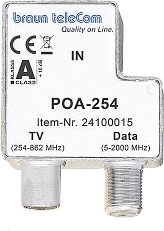 Braun POA-254 Ziggo opdruk TV/ Data splitter (F/ IEC) | bol