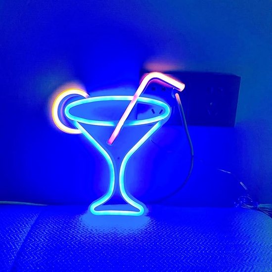 Bar Cocktails neonbord - led - wijnglas - neonlicht - batterij en USB ...