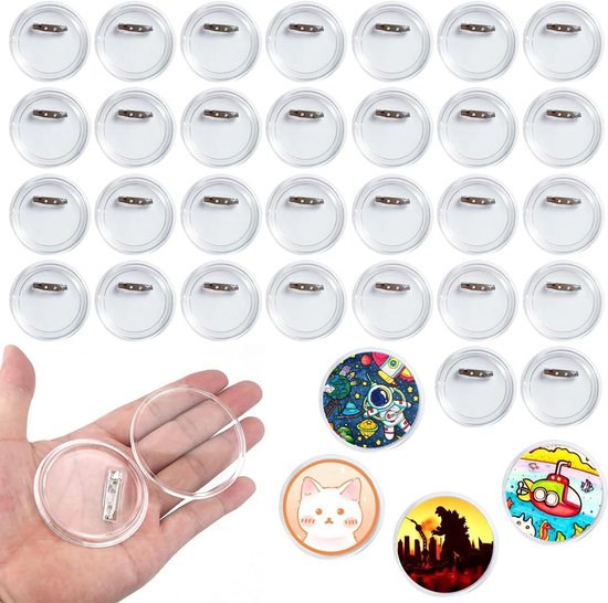 30 Pieces Transparent DIY Buttons without Button Machine - 60 mm ...