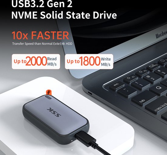 SSK Externe SSD 500 GB 2000 mb/s - Portable SSD USB 3.0/ USB-C 3.2 | bol
