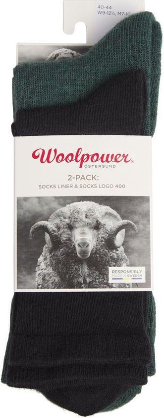 Woolpower 2-pack Logo Sock Liner Black/Forest 40/44 | bol