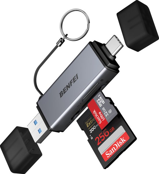 Benfei SD Kaart Lezer USB C - Card Reader USB 3.0/ USB C - 5 GBPS Micro ...