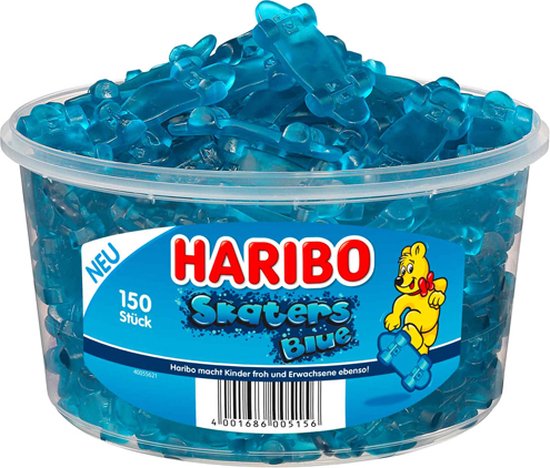 Haribo - Blue Skaters - 1 Silo a 150 Stuks - Duits Snoep - Blauw ...