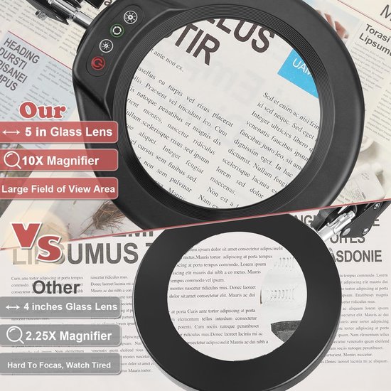 Handsfree Vergrootglas met Licht en Standaard voor Knutselen en Lezen ...