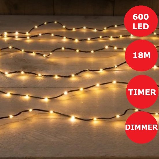Anna's Collection Kerst Draadverlichting met Timer+Dimmer - 600 LED's - 18 meter -... | bol