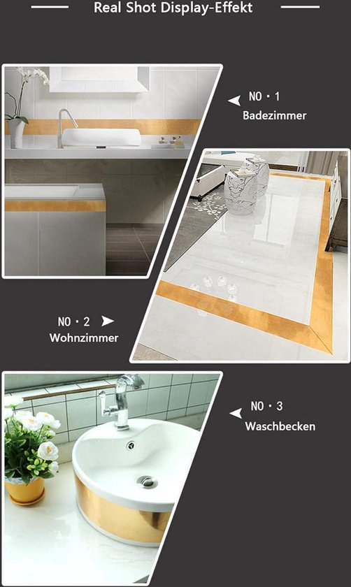 Nevolis Self Adhesive Wallpaper Borders Golden 5X1000CM Kitchen ...