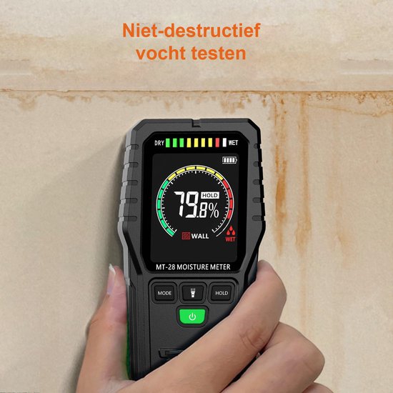 Vochtmeter Zonder Pin - Niet-Invasieve Vochtmeter - Voor Hout, Muren ...