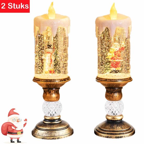 Meedeer Kerstkaarsen 2 Stuks-Elektronische vlamloze kaarsen-kerstman LED kaars... | bol