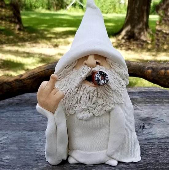 Stoute Rokende Bebaarde Dwerg Tuin Sculptuur Ornament Minachtende ...