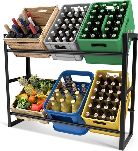 Krattenrek voor 6 Kratten - Stalen Drankrek - Vrijstaand en Stabiel ...