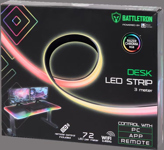 Battletron LED strip - Gaming RGB lichtstrip voor bureau - 3 meter | bol
