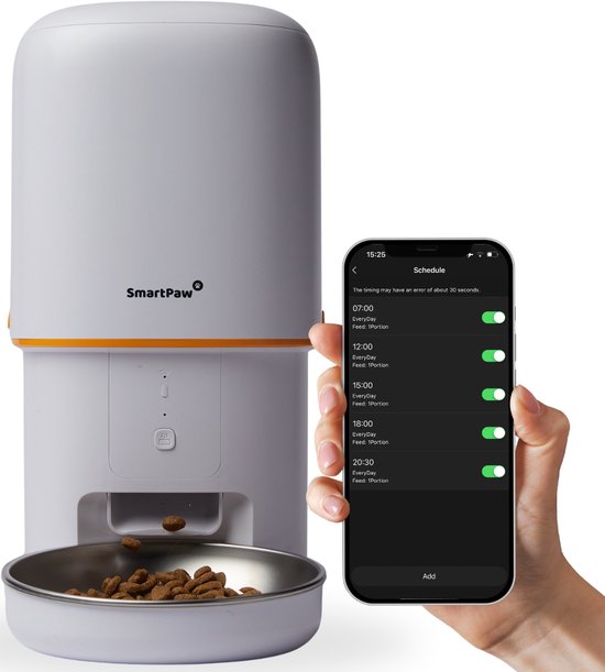 SmartPaw automatische voerbak kat - voerautomaat kat - voerautomaat dispenser- 4L - wit | bol