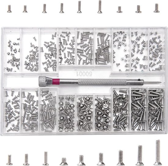 500 PCS Tiny Micro Repair Screw Kit, M1.2 M1.4 M2 Watch Glasses ...
