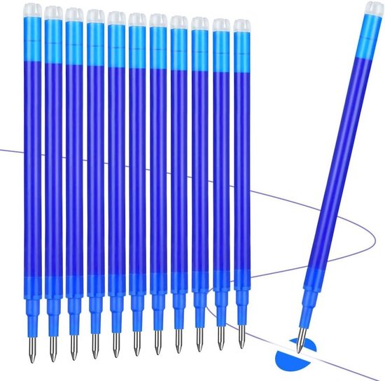 Erasable Gel Pen Refill 12 Pcs Rollerball 0.7mm Smooth Writing Blue Ink ...