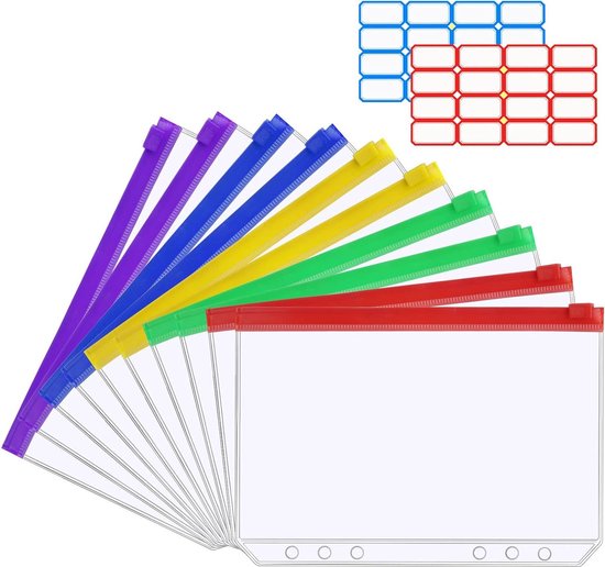 Zipper Binder Bags 10pcs - Plastic Binder Zipper Bag - Loose Leaf Bags ...
