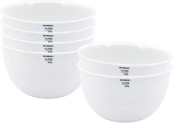 LAB Bowl Set 6-delig - Porseleinen Mueslikommen - Handgemaakt - Wit ...
