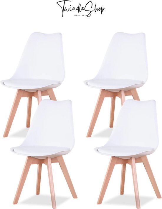 Eetkamerstoelen - Set Van 4 Stoelen - Eetkamerstoel - Wit - Modern ...